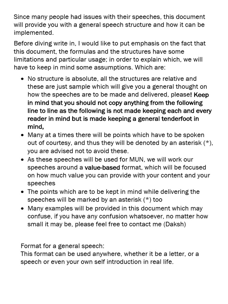 Effective Speech Structure for MUNs | PDF | Foreign Language Studies