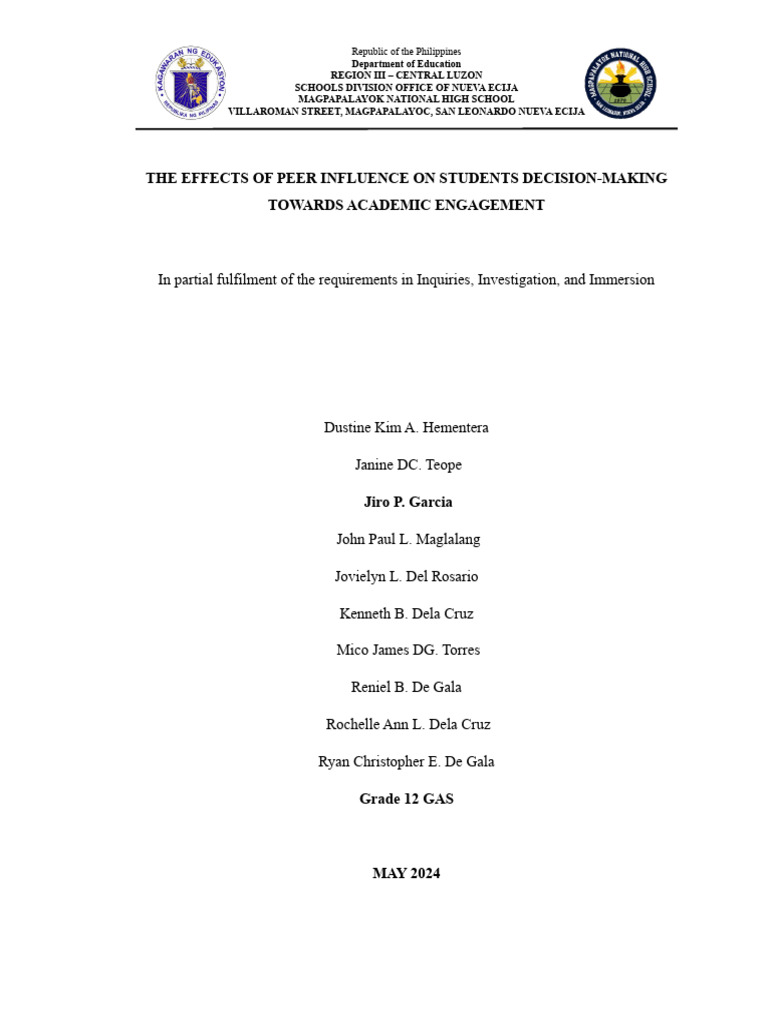 Effects of Peer Influence on Decisions | PDF | Adolescence | Decision ...