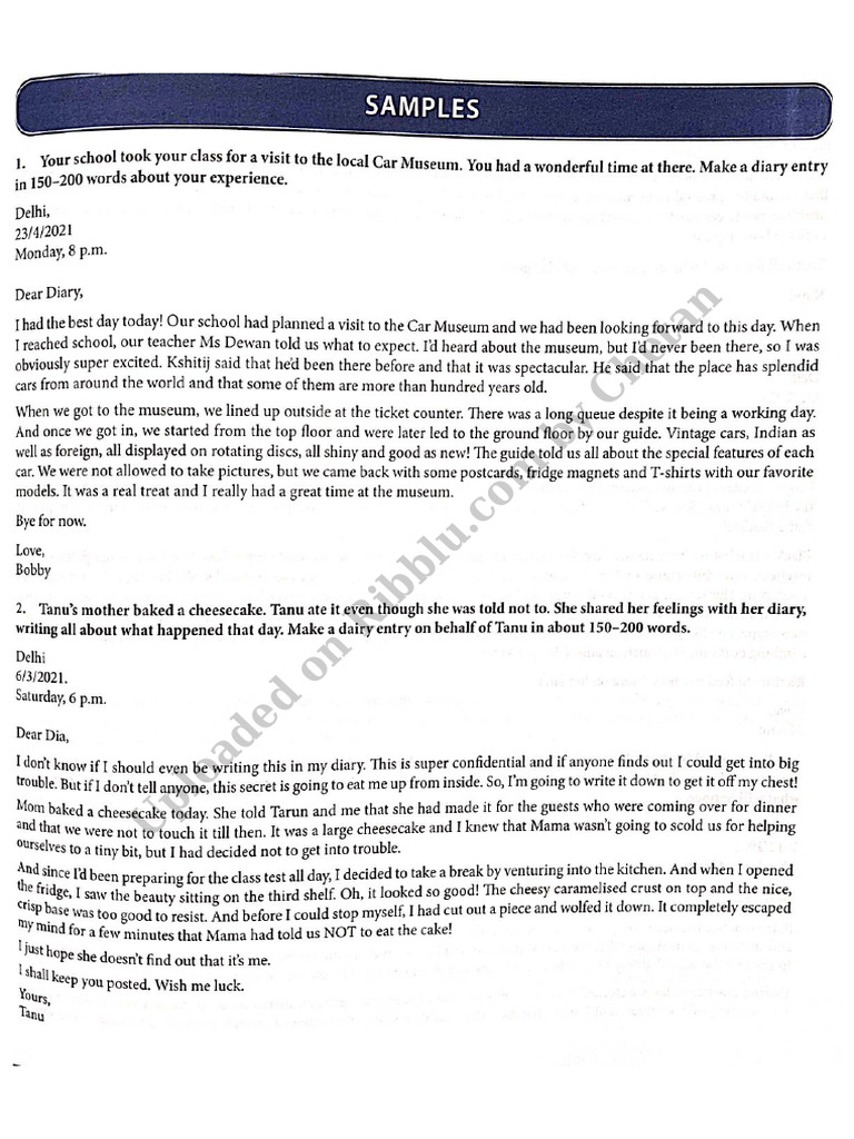 diary-entry-examples-exercises-and-topics-for-class-9 | PDF