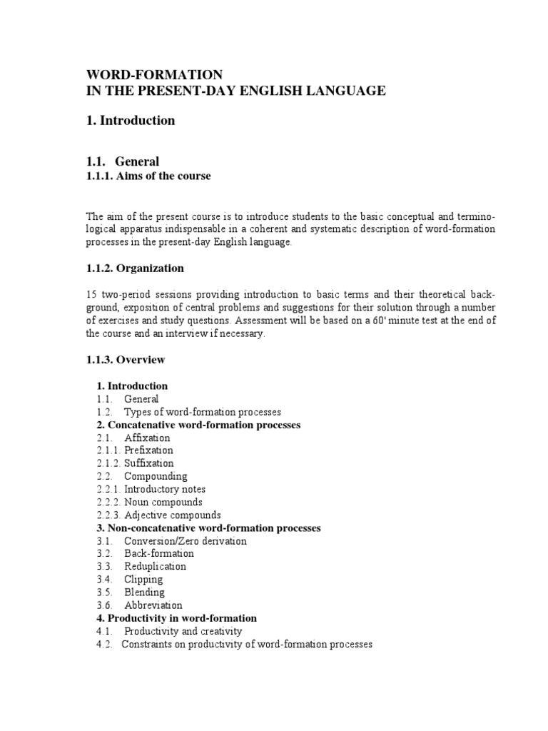 Word Formation Processes in English | PDF | Morphology (Linguistics ...