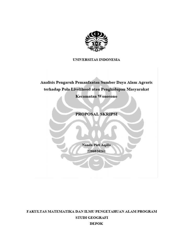 Contoh Draft Proposal Skripsi - Safira Nur Aisyah - 1606903652 (1) 2 | PDF