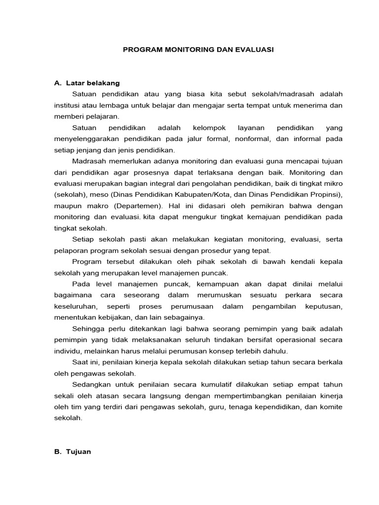 Contoh Program Monev | PDF | Karier & Perkembangan | Bisnis