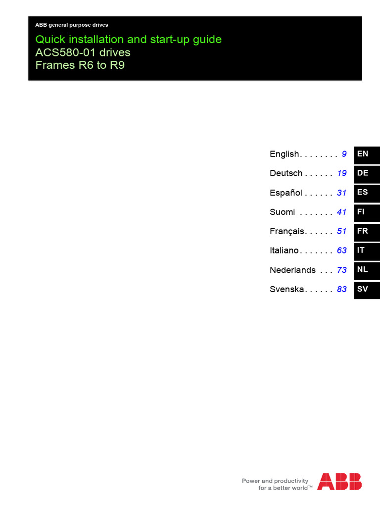 MUL - ACS580-01 - R6 - To - R9 - QIG - Rev - B - 3AXD50000009286 | PDF ...