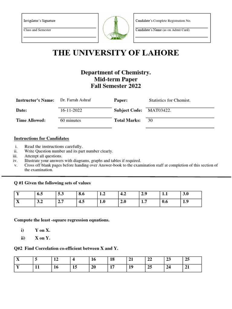 Mid Term Statistics Paper | PDF