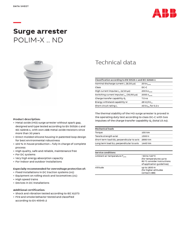 ABB Surge arrester POLIM-X ND - Data sheet 1HC0075861 EN AE | PDF ...