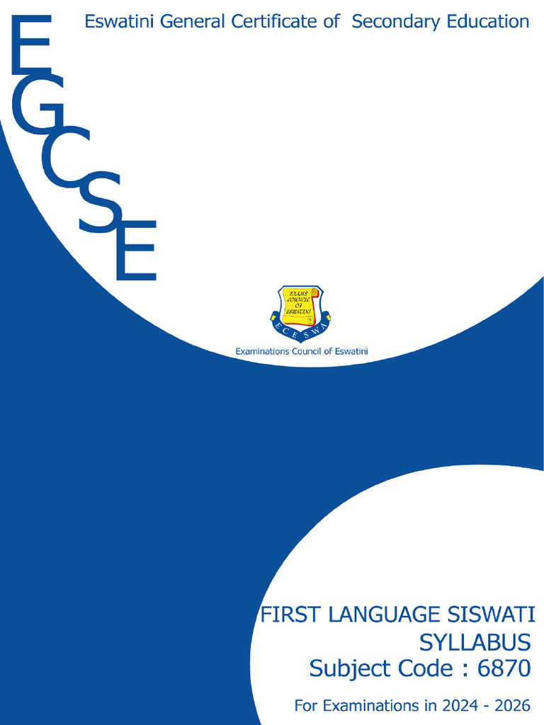 EGCSE First Language SiSwati 2024-2026 Syllabus | PDF | Curriculum | Essays