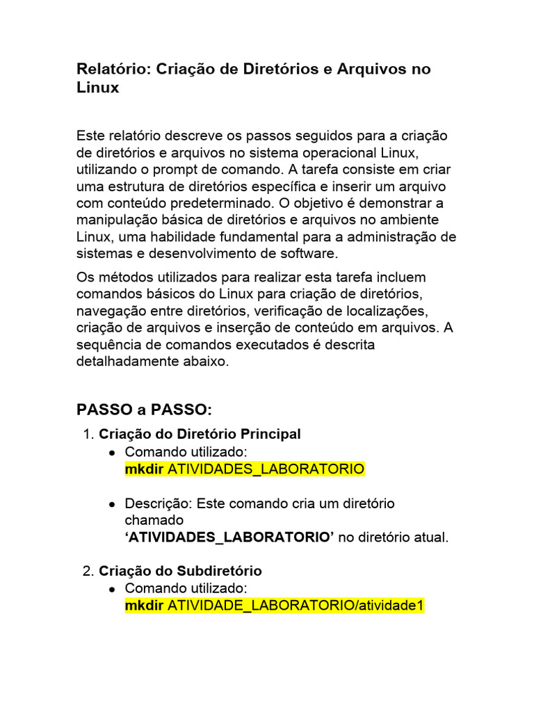 Portfólio Sistemas Operacionais | PDF | Diretório (informática) | Linux