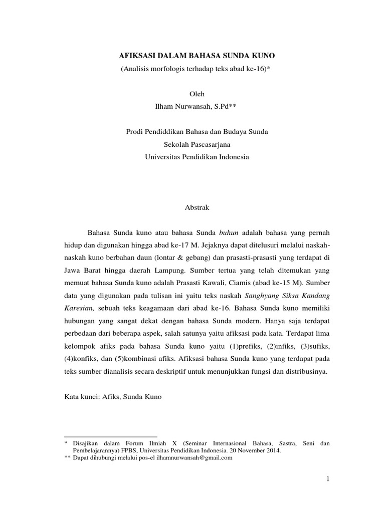 Afiksasi dalam Bahasa Sunda Kuno | PDF