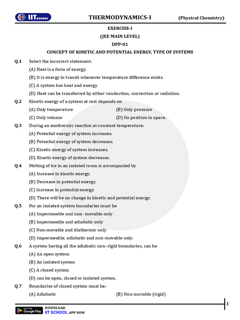 Sheet - 01 _ Thermodynamics-1 | PDF | Gases | Heat