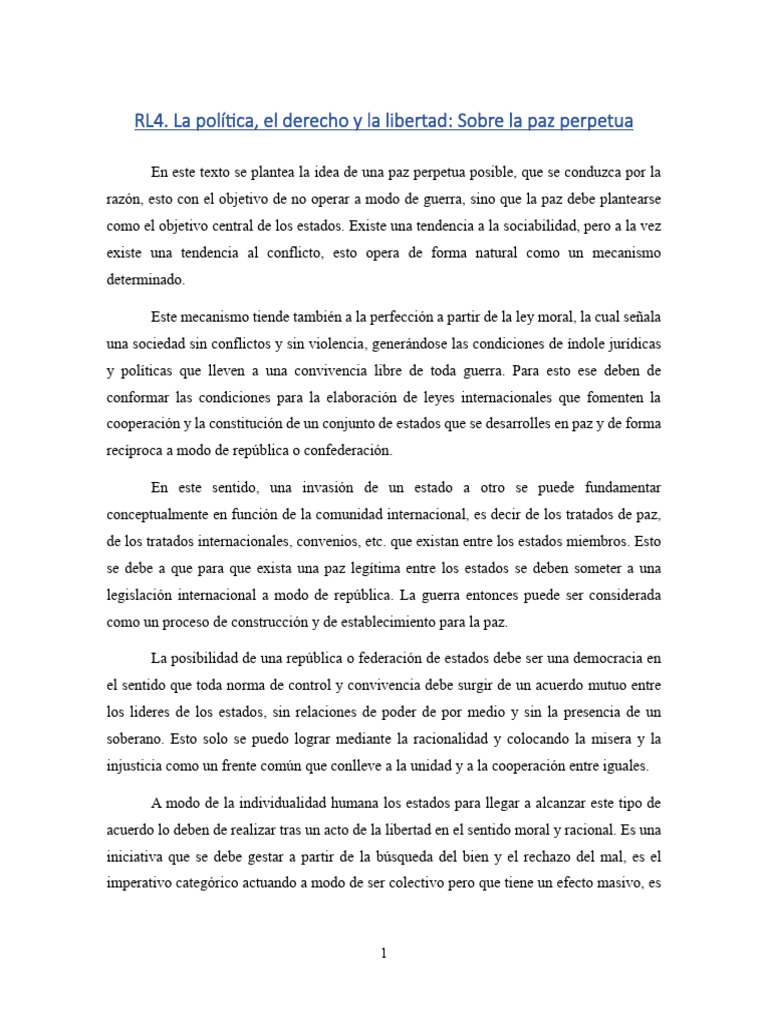 RL4. - La Política, El Derecho y La Libertad | PDF | Racionalidad | Ley ...