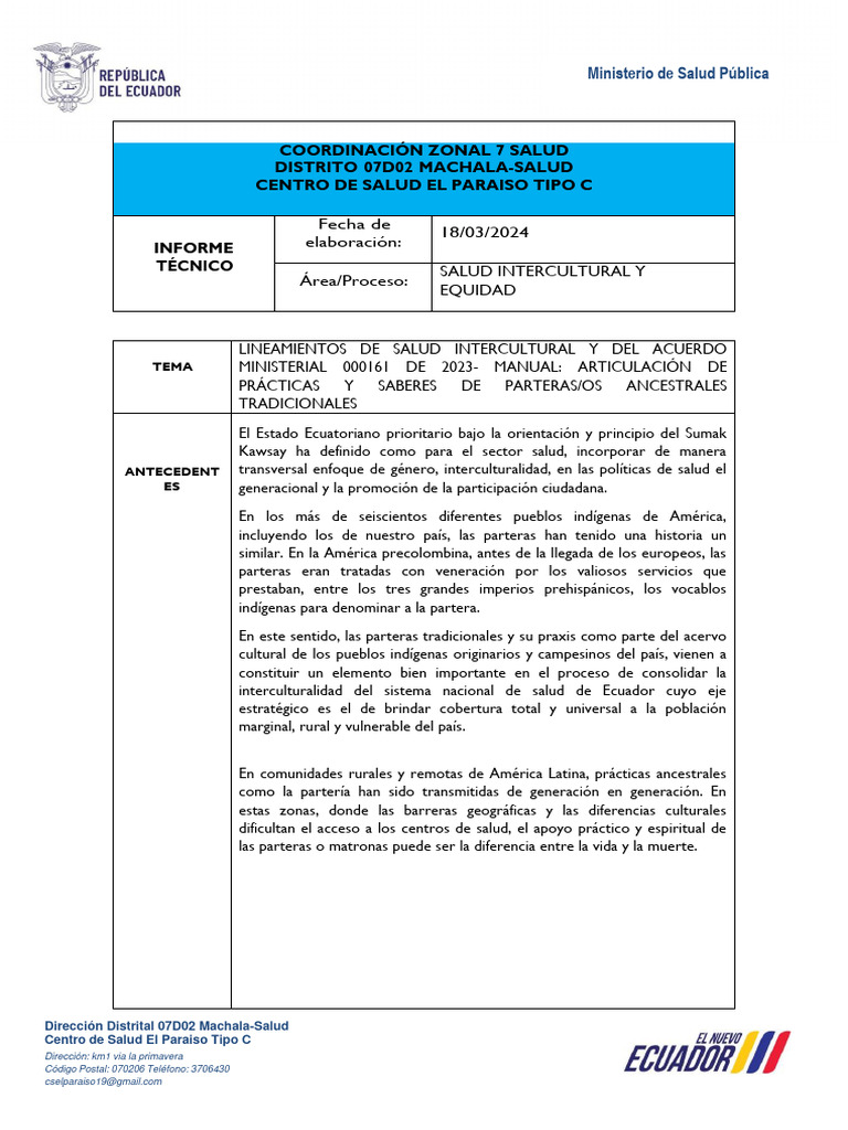 Coordinación Zonal 7 Salud Distrito 07D02 Machala-Salud Centro de Salud ...