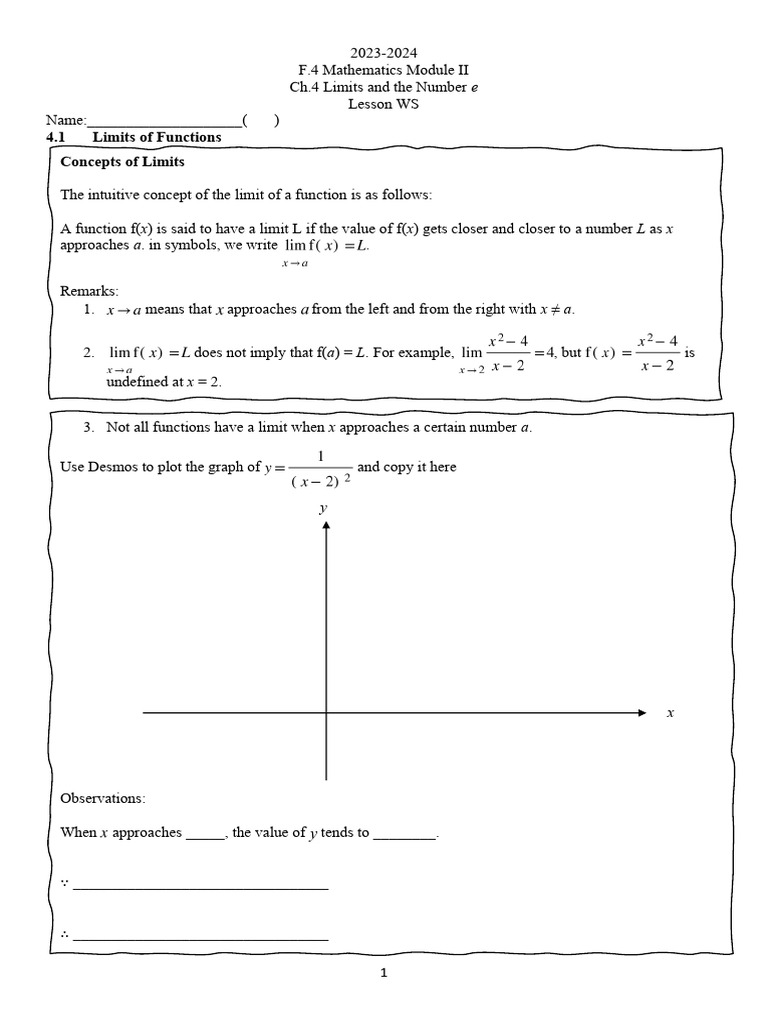 Limits Involving the Number e | PDF | Limit (Mathematics) | Function ...