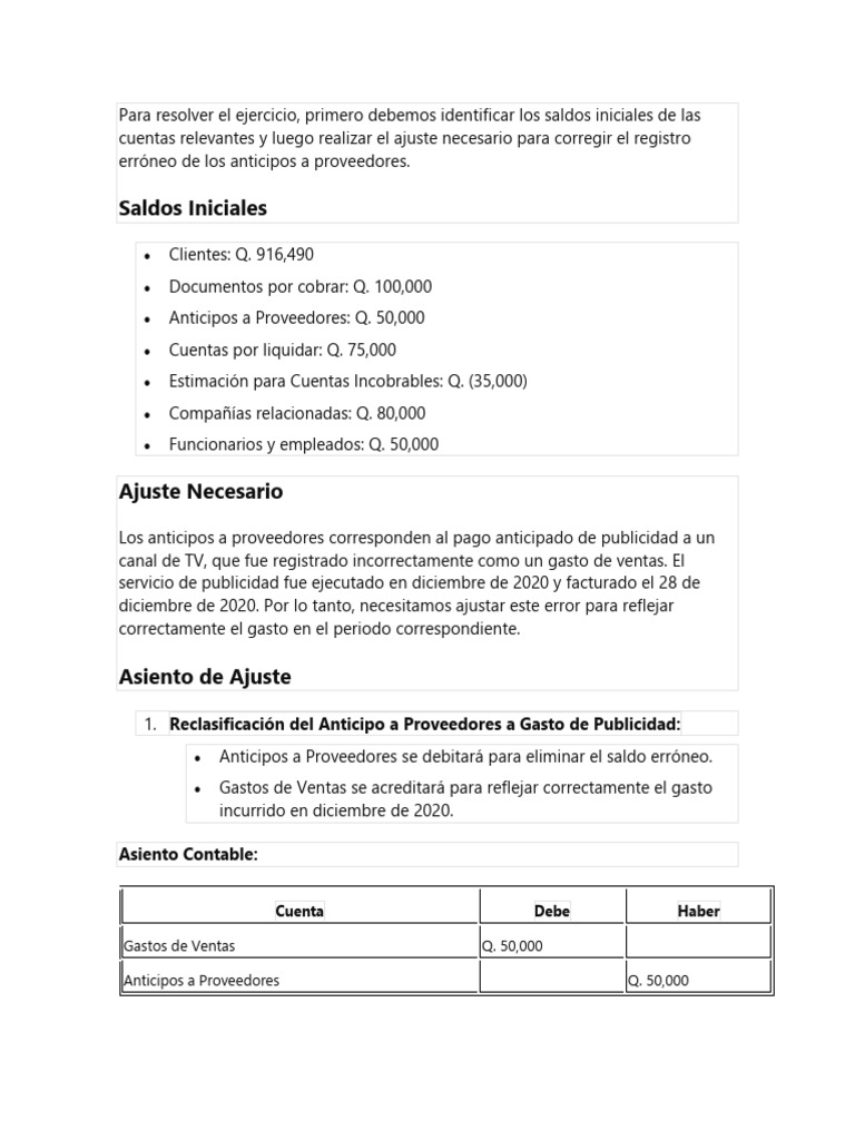 Para Resolver El Ejercicio | PDF | Estado financiero | Contabilidad
