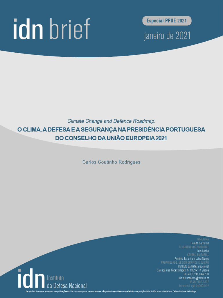 RODRIGUES, Carlos C. Climate Change and Defense Roadmap - O Clima, A ...