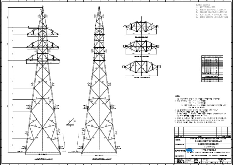 33kV DC Normal Tower Drawing | PDF