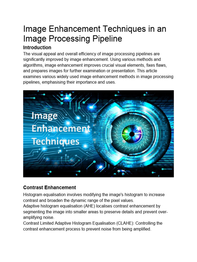 Image Enhancement Techniques in An Image Processing Pipeline | PDF | Image Editing | Computer ...