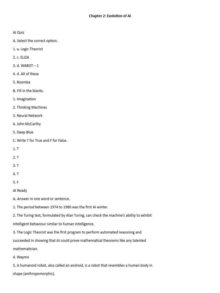 Skill Ai Class 6 Chapter 2 Answer Key | PDF | Artificial Intelligence ...
