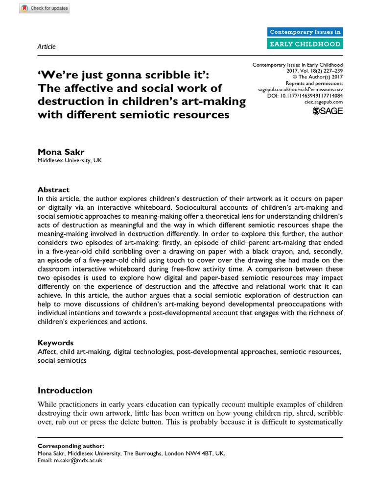 Children's Art Destruction: A Semiotic Study | PDF | Semiotics
