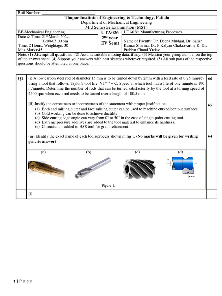 UTA026 - MST Solution | PDF | Machining | Mechanical Engineering UTA026 - MST Solution | PDF | Machining | Mechanical Engineering