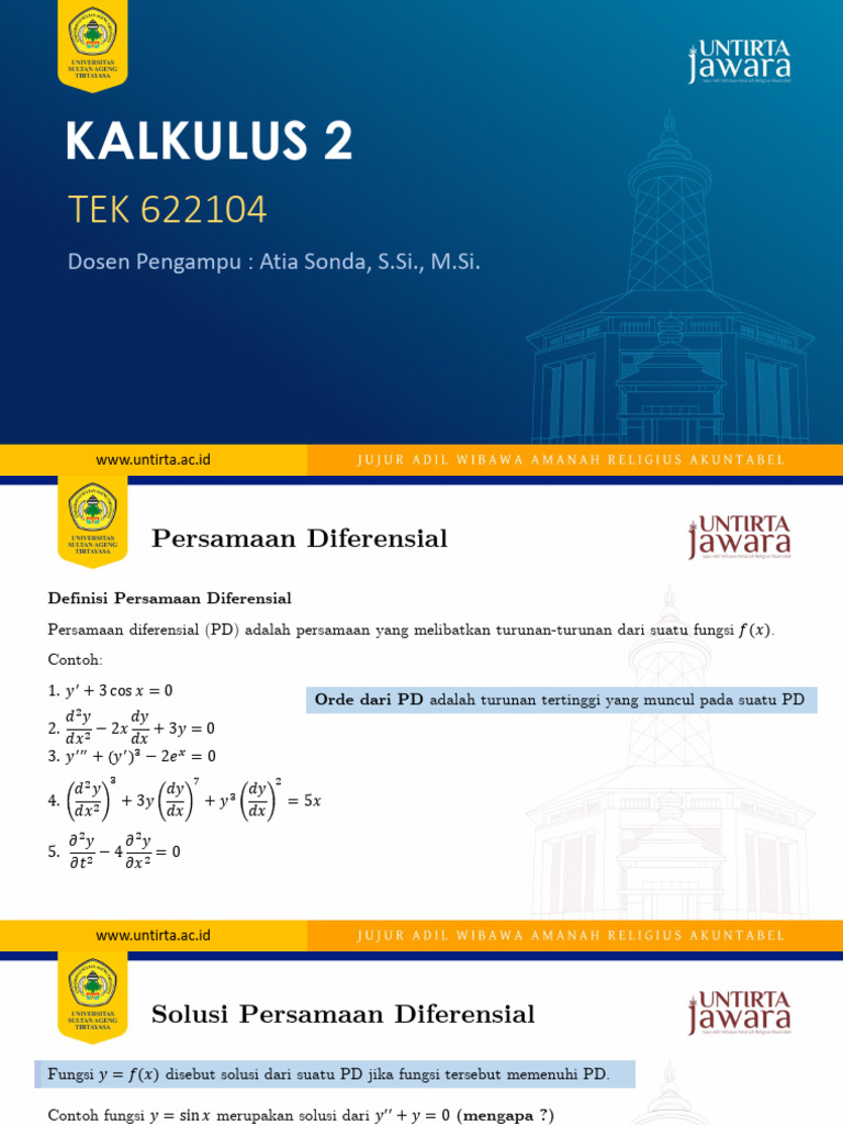 (Kalkulus 2) Persamaan Diferensial Biasa Orde Satu | PDF
