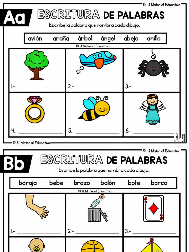 Escritura de Palabras Simples | PDF