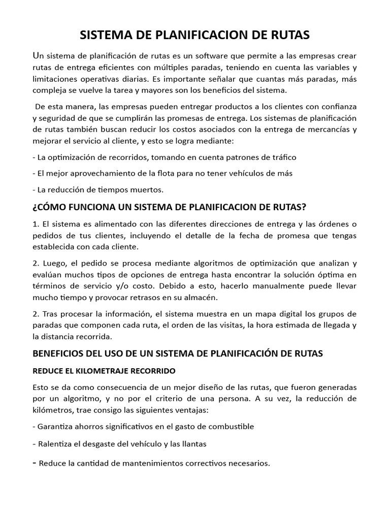 Sistema de Planificacion de Rutas - Aron | Descargar gratis PDF ...