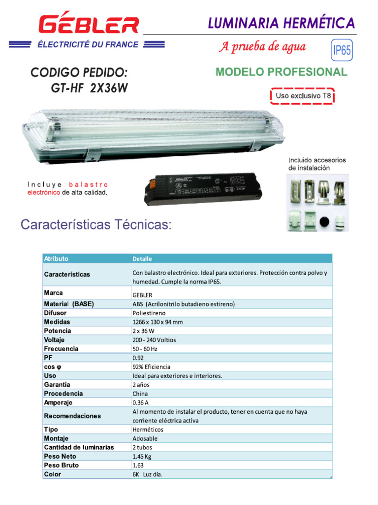 Ficha Tecnica GT HF 1 2x 36 Gebler | PDF