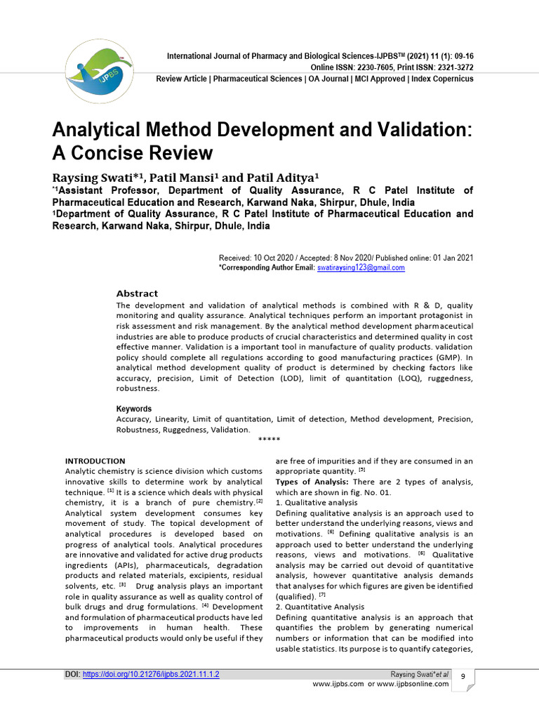 Analytical_Method_Development_and_Valida | PDF | Detection Limit | Accuracy And Precision
