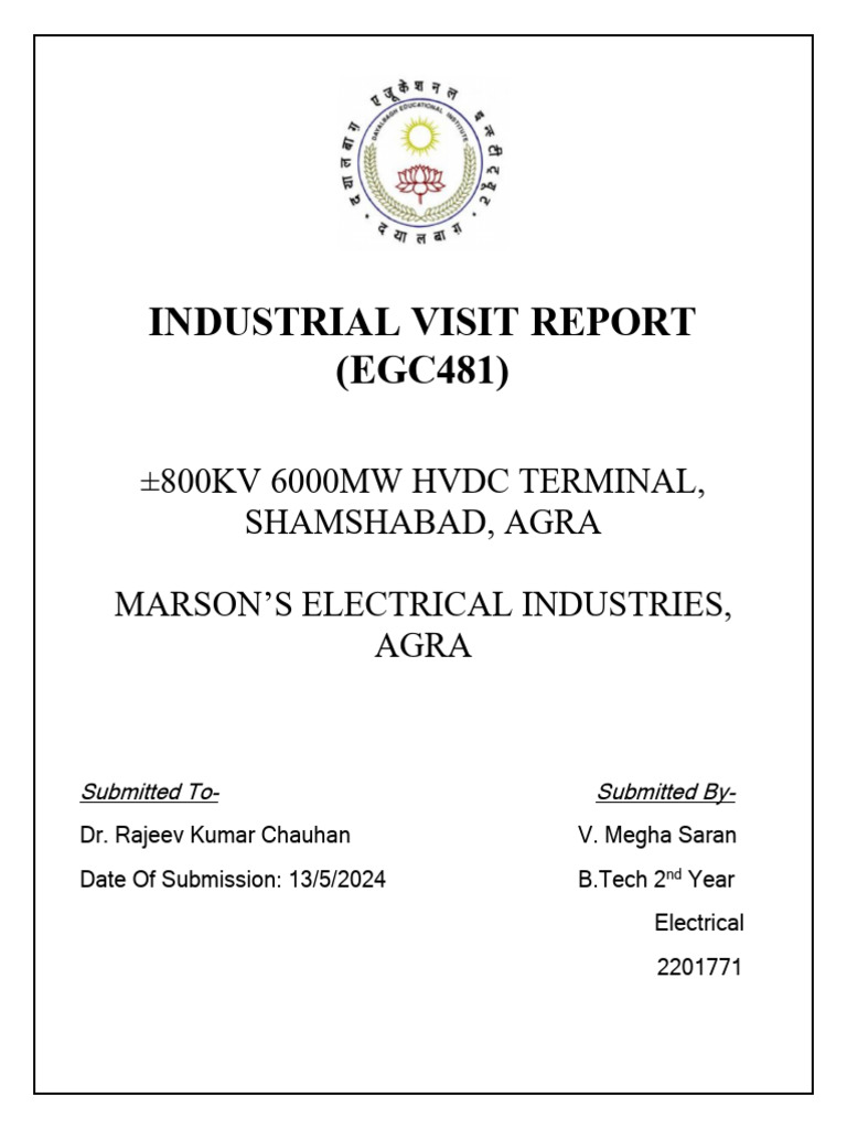 HVDC Terminal Industrial Visit Report | PDF | High Voltage Direct Current | Electric Power ...