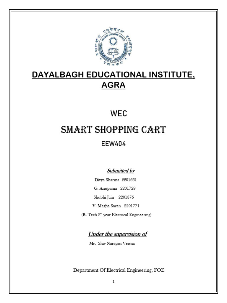 Wec Report On Smart Autobilling Shopping Cart | PDF | Switch | Radio Frequency Identification