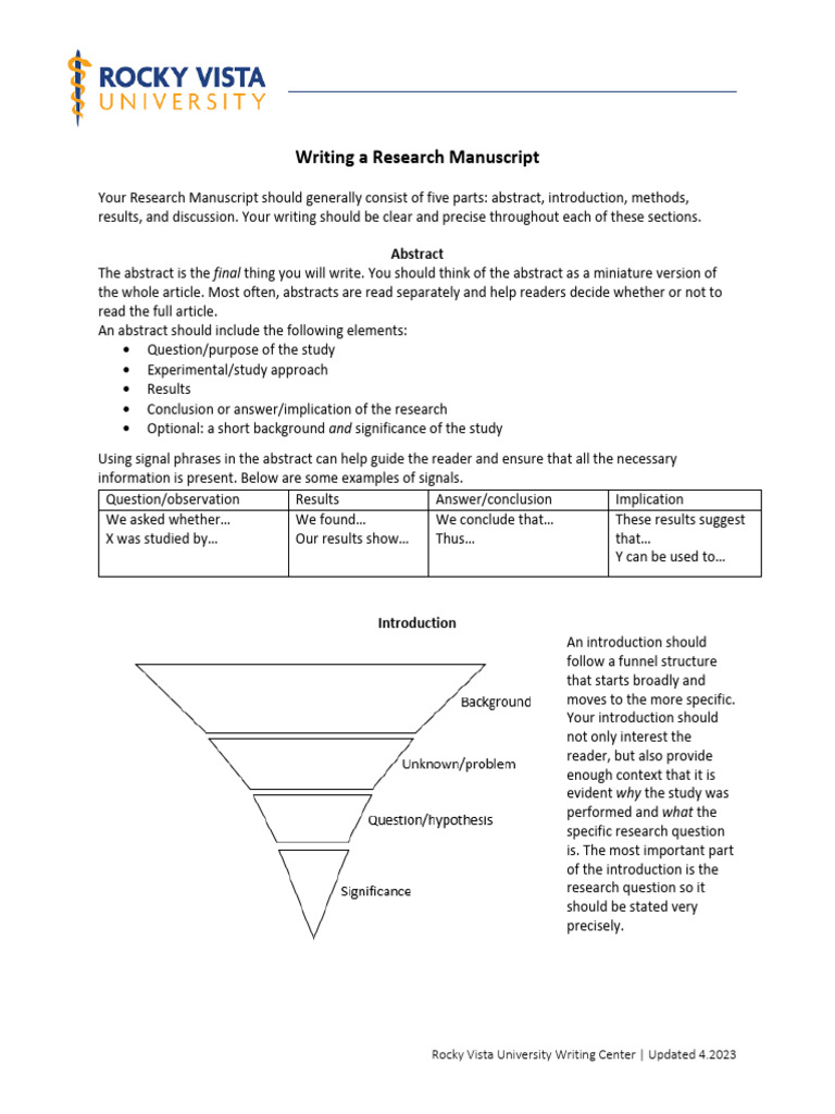 Writing a Research Manuscript Guide | PDF | Experiment | Hypothesis