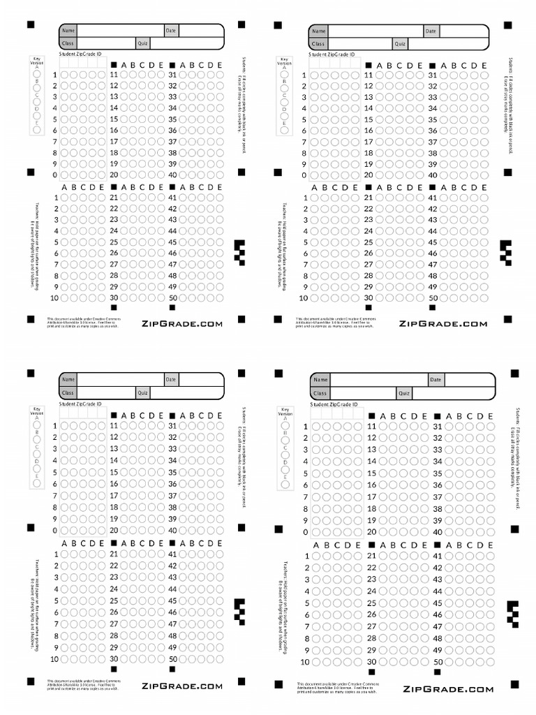 ZIP Grade Answer Sheet | PDF