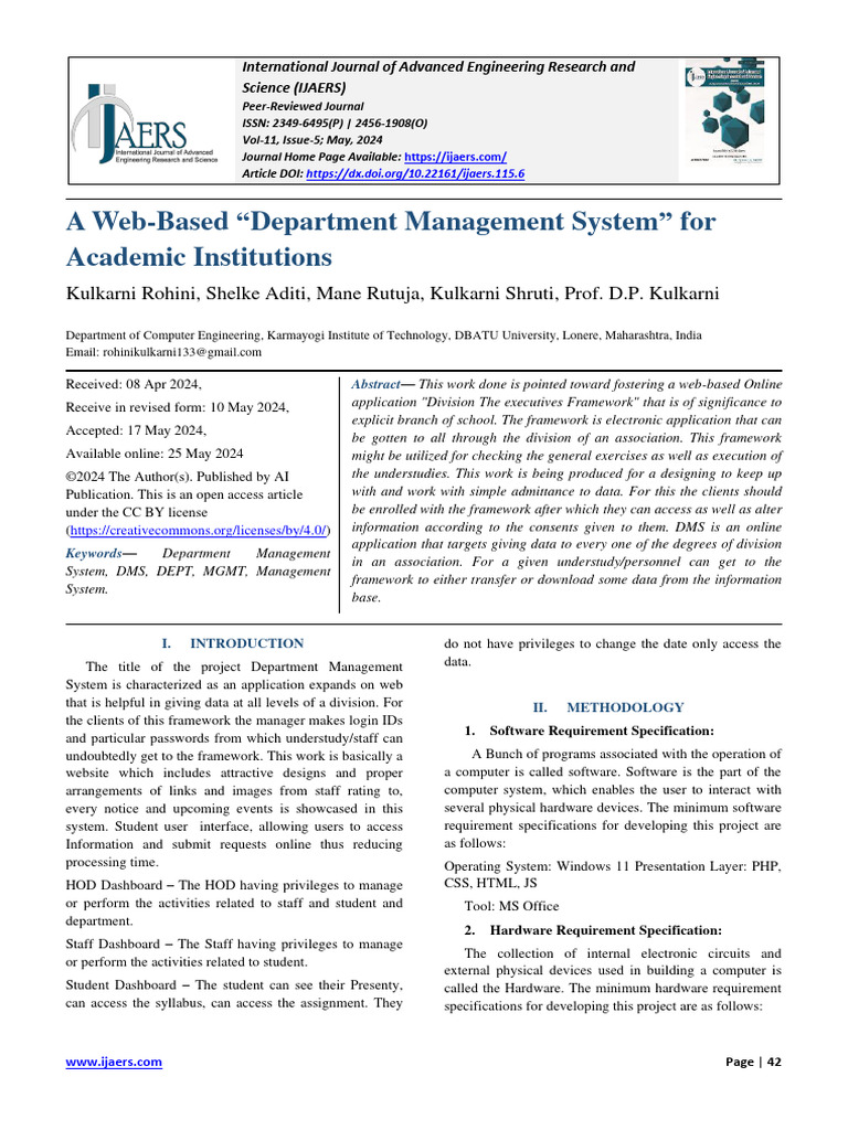 A Web-Based “Department Management System” for Academic Institutions | PDF | Software | Computer ...