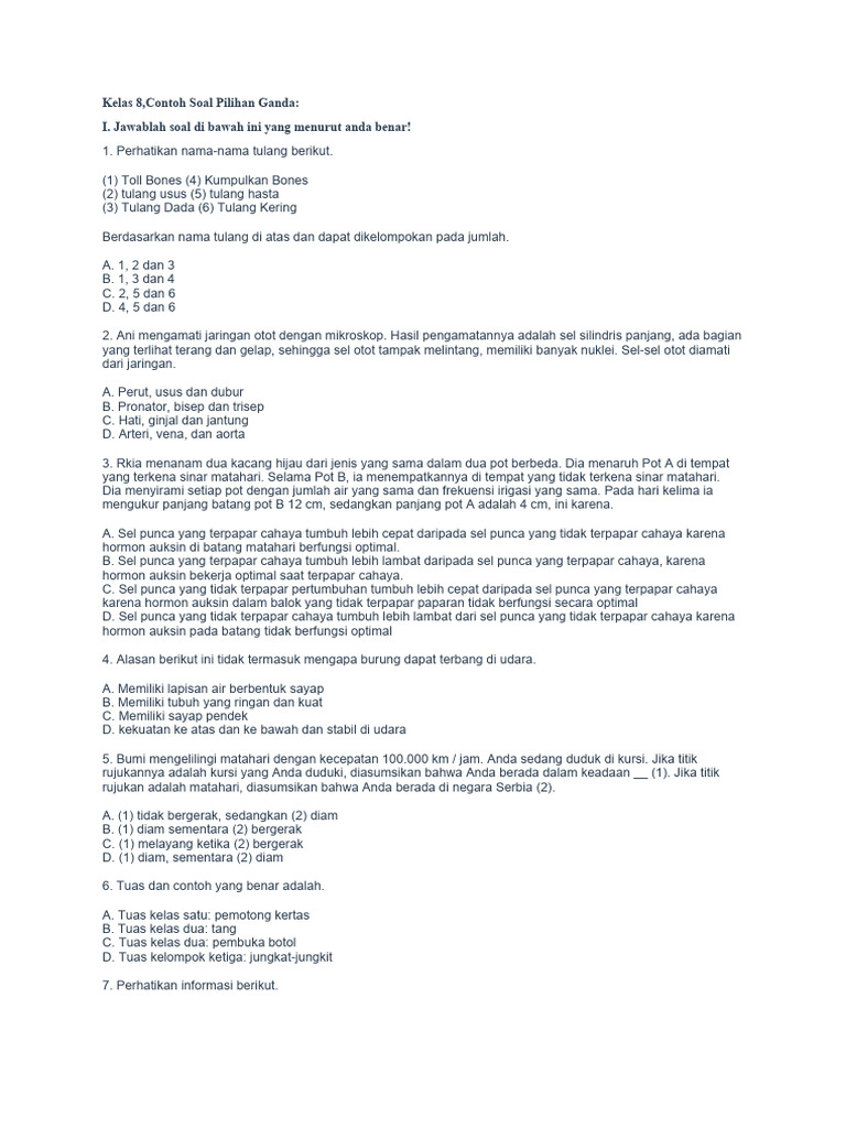 Soal IPA Kelas 8 dan Kunci Jawaban | PDF | Kajian Bahasa Asing | Sains & Matematika
