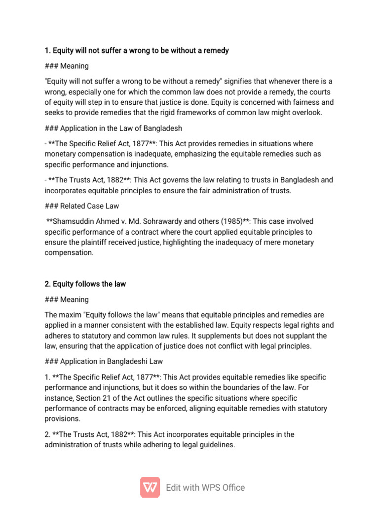 Understanding the 12 Maxims of Equity | PDF | Equity (Law) | Legal Remedy