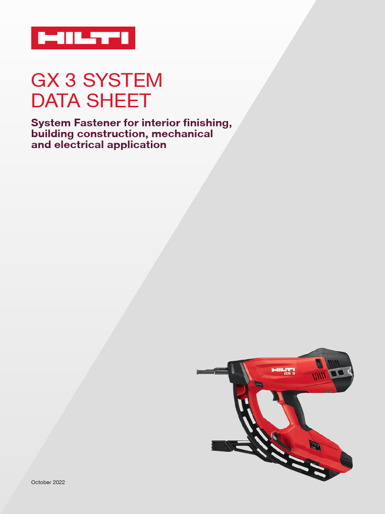 GX 3 Fastener System Data Sheet | PDF | Concrete | Masonry