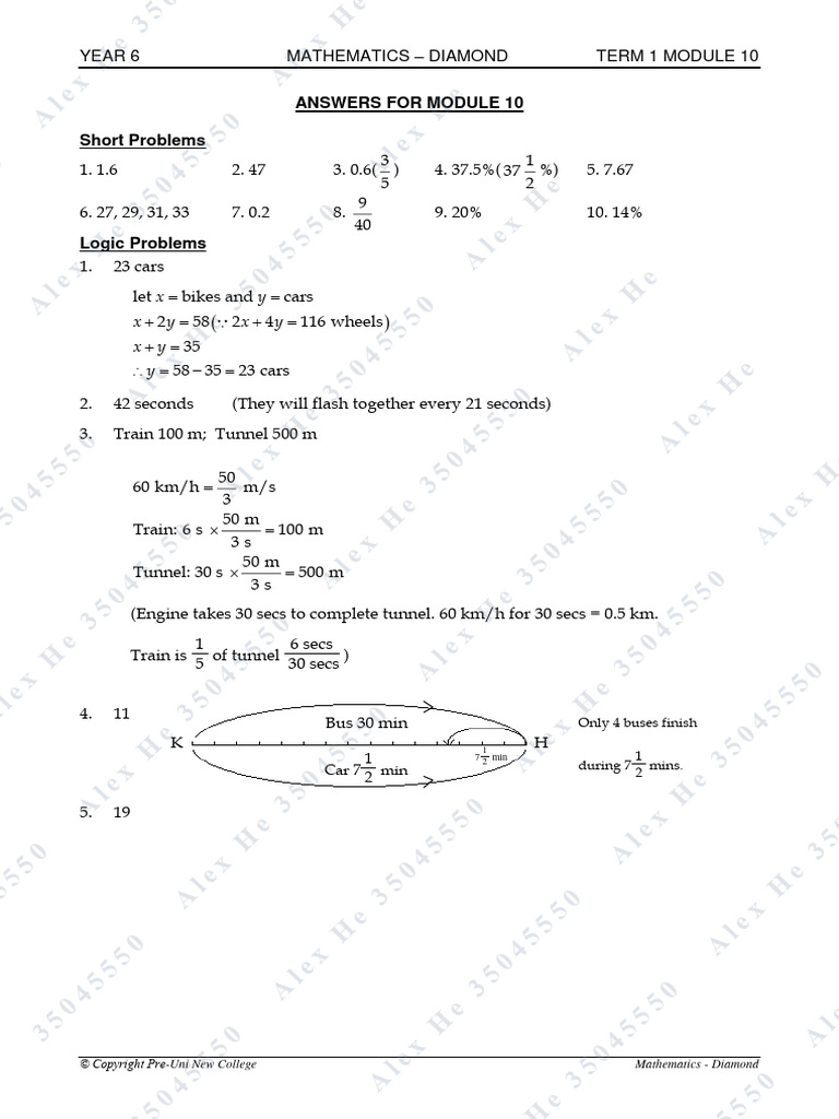 Year 6 Mathematics Module 10 Answers | PDF | Mathematics