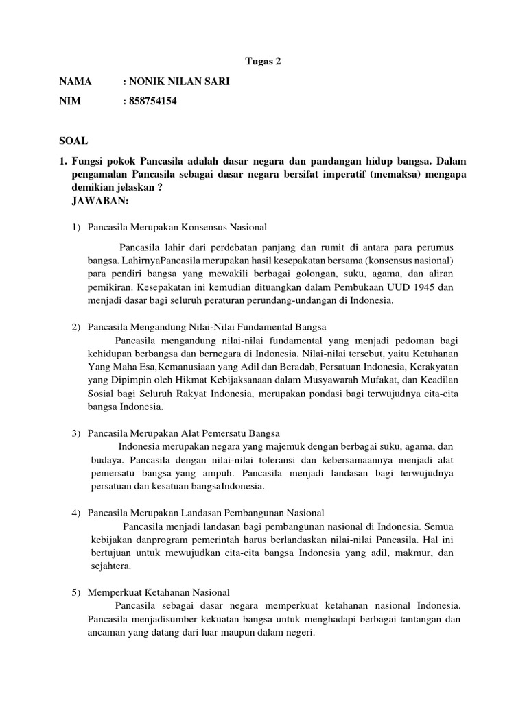 Tugas 2 - PKN - NONIK NILAN - 858754154 | PDF