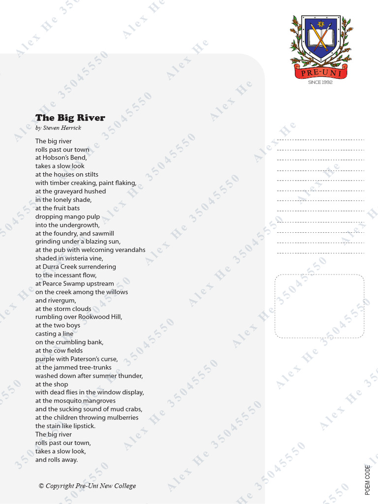 The Big River: A Poem by Steven Herrick | PDF