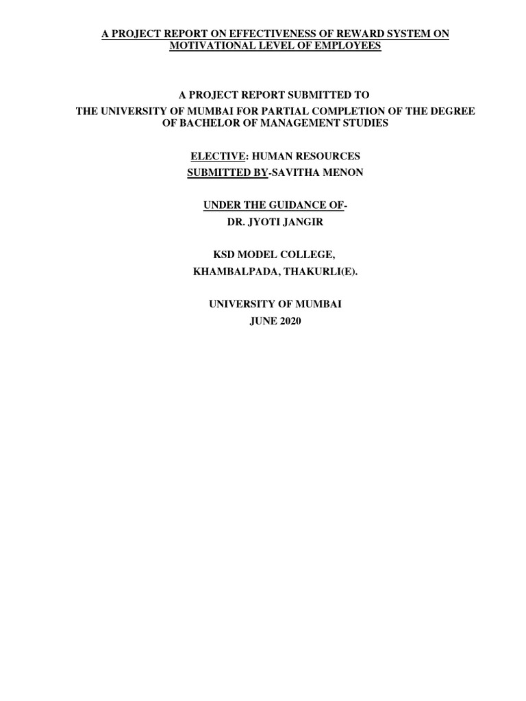 Blackbook Final - Project HR | PDF | Motivation | Motivational