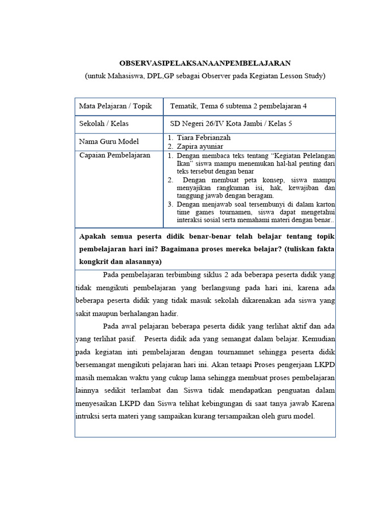 Lesson Study Siklus II PPL 1 | PDF | Karier & Perkembangan
