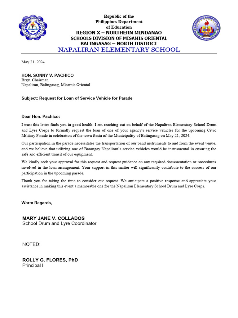 Drum-Lyre-Corps-Request-Letter-NIA-Stake-Tuck Trans Po | PDF