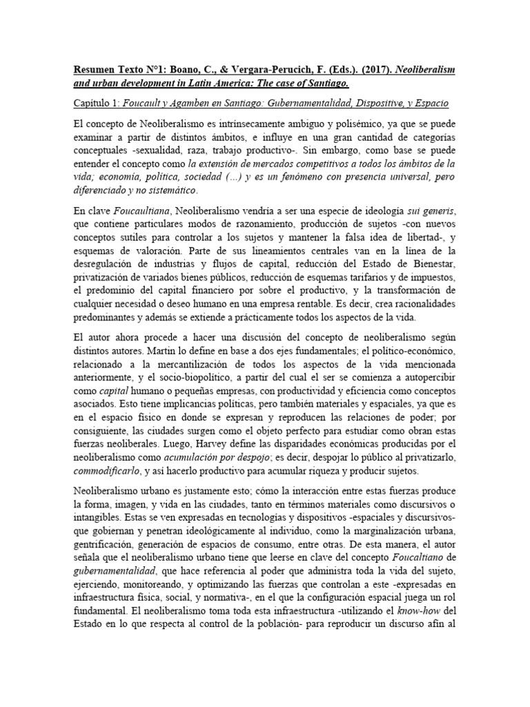 Resumen Texto N1 | PDF | Neoliberalismo | Estado (política)