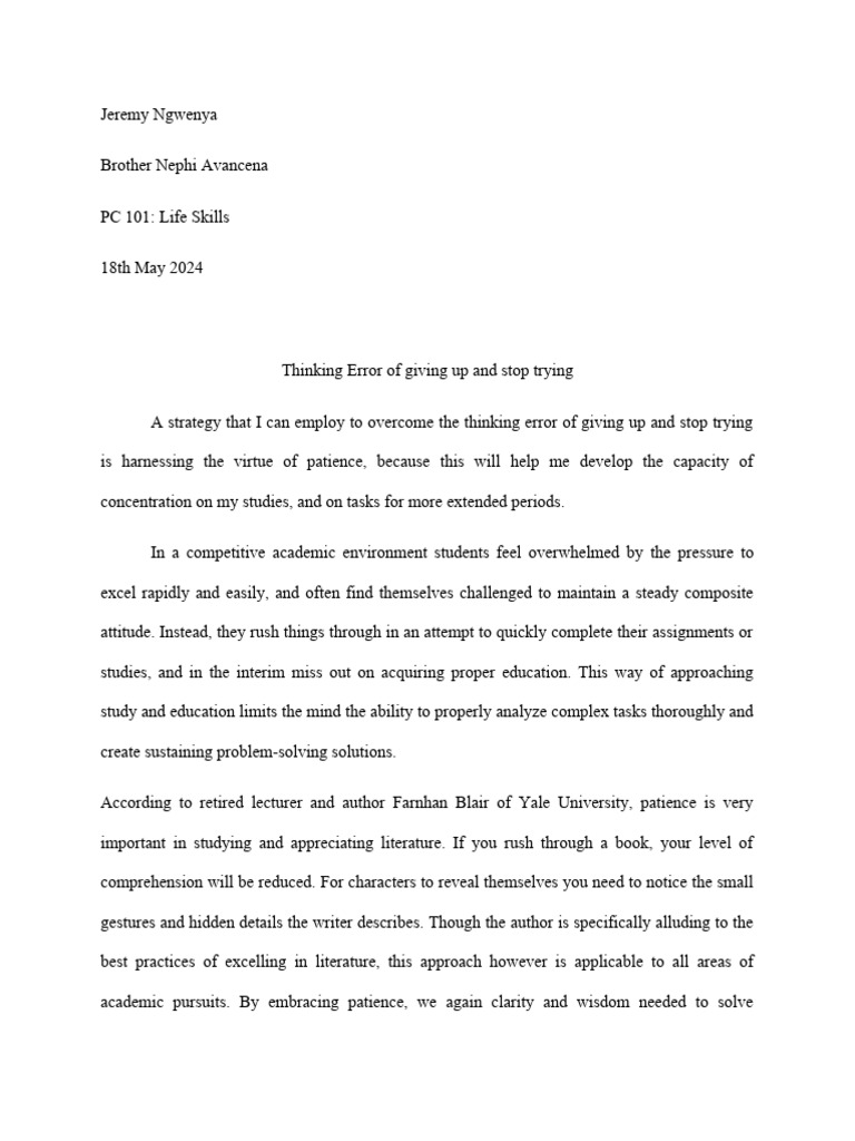 Overcoming Thinking Error | PDF | Learning | Thought