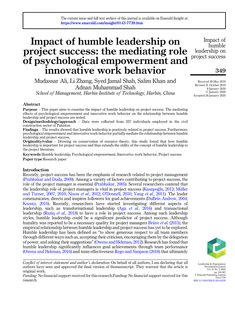 Ali Et Al. (2020) | Download Free PDF | Leadership | Empowerment