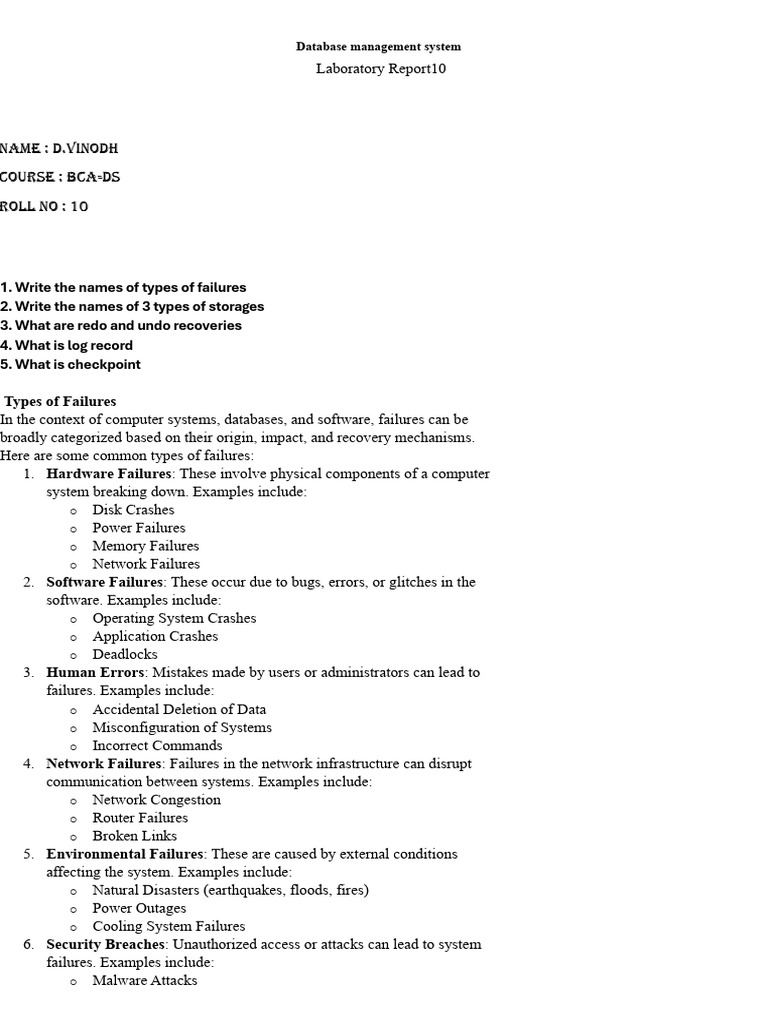 Lab Report 10 Dbms | Download Free PDF | Computer Data Storage | Databases