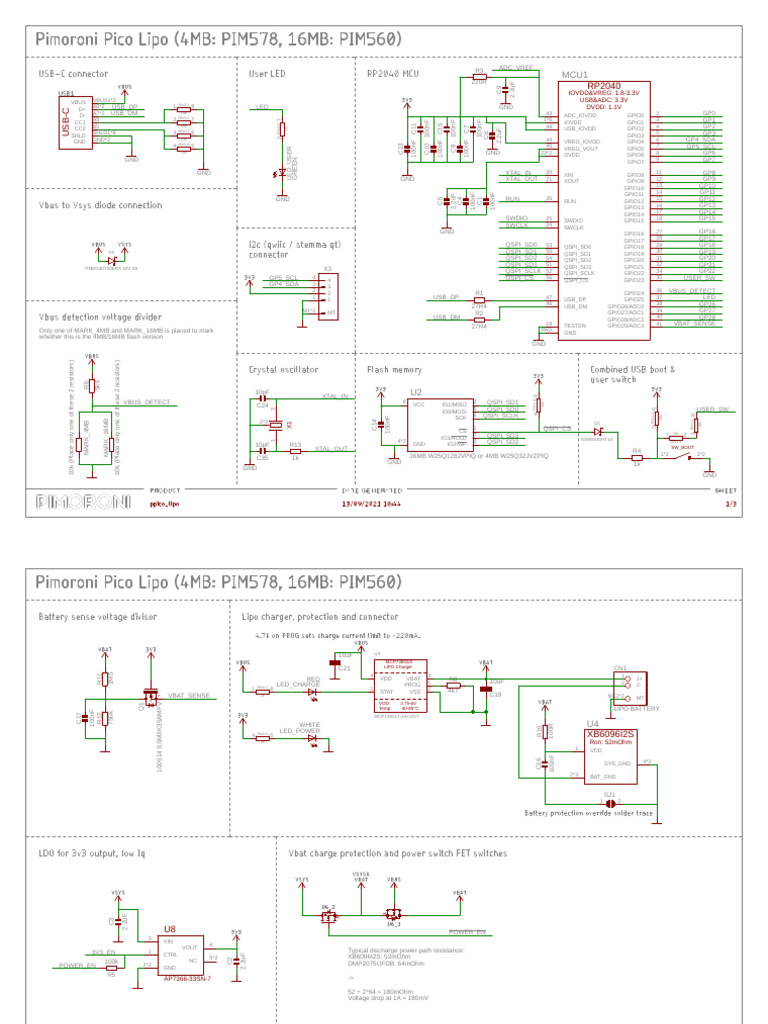 Pimoroni Pico Lipo Schematic | PDF