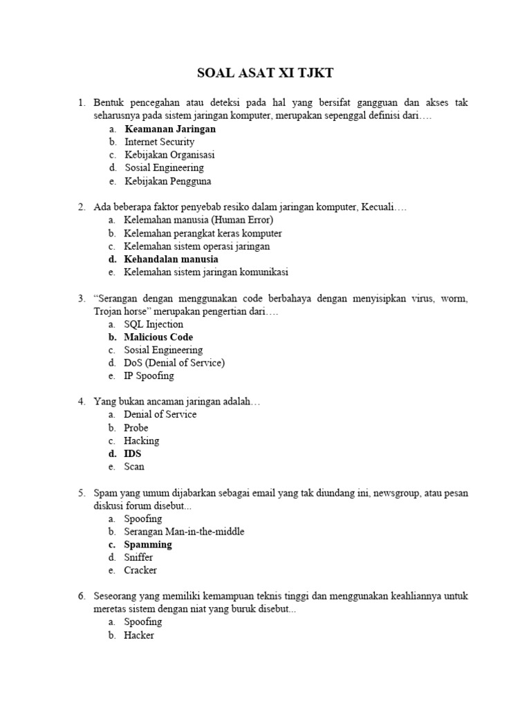 Soal Asat Xi TJKT | PDF | Komputer | Teknologi & Rekayasa