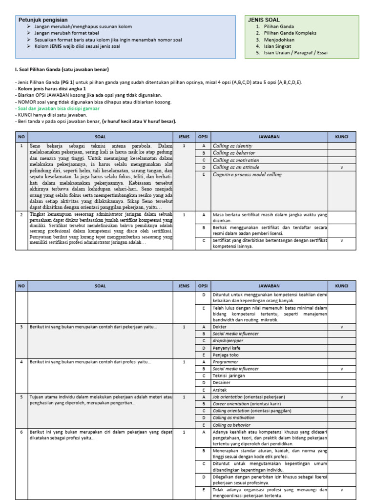 Template Soal DSK (TJKT) M.Yunus PSAS 2024 | PDF