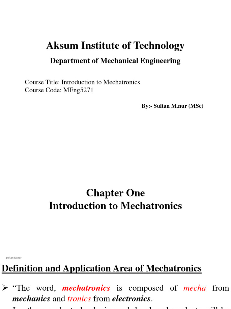 Ch1 Introduction To Mechatronics Pdf Programmable Logic Controller Microcontroller 